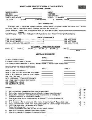 Fillable Online MORTGAGEE PROTECTION POLICY APPLICATION AND SURVEY FORM ...
