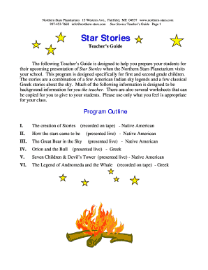 Fillable Online Star Stories Teacher039s Guide - bNorthernb bStarsb ...