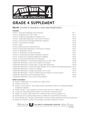 Fillable Online Set A5 Number & Operations Multidigit Multiplication ...