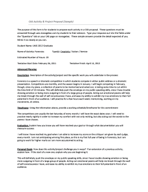 Fillable Online CAS Activity & Project Proposal (Sample) Fax Email ...