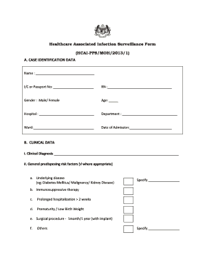 Fillable Online medicaldev moh gov Healthcare Associated Infection ...