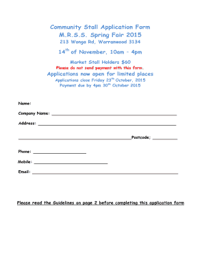 Fillable Online Community Stall Application Form Fax Email Print ...