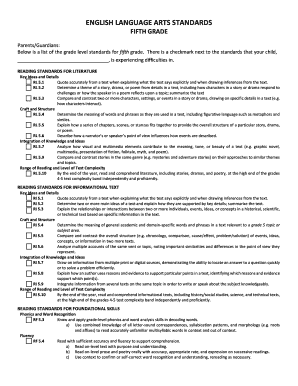Fillable Online Below is a list of the grade level standards for fifth ...