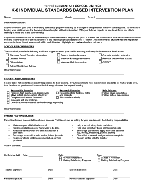 Fillable Online Revised K-6 Individual Standards Based Intervention ...