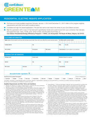 Fillable Online RESIdENTIAl ElECTRIC REbATE APPlICATION Fax Email Print - pdfFiller