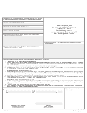 Fillable Online Certificate for pork meat and pork meat products for ...
