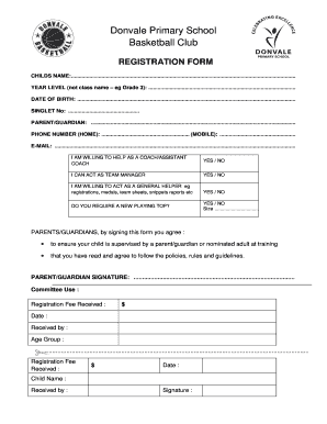 Fillable Online donvaleps vic edu DPS Basketball Registration form with ...