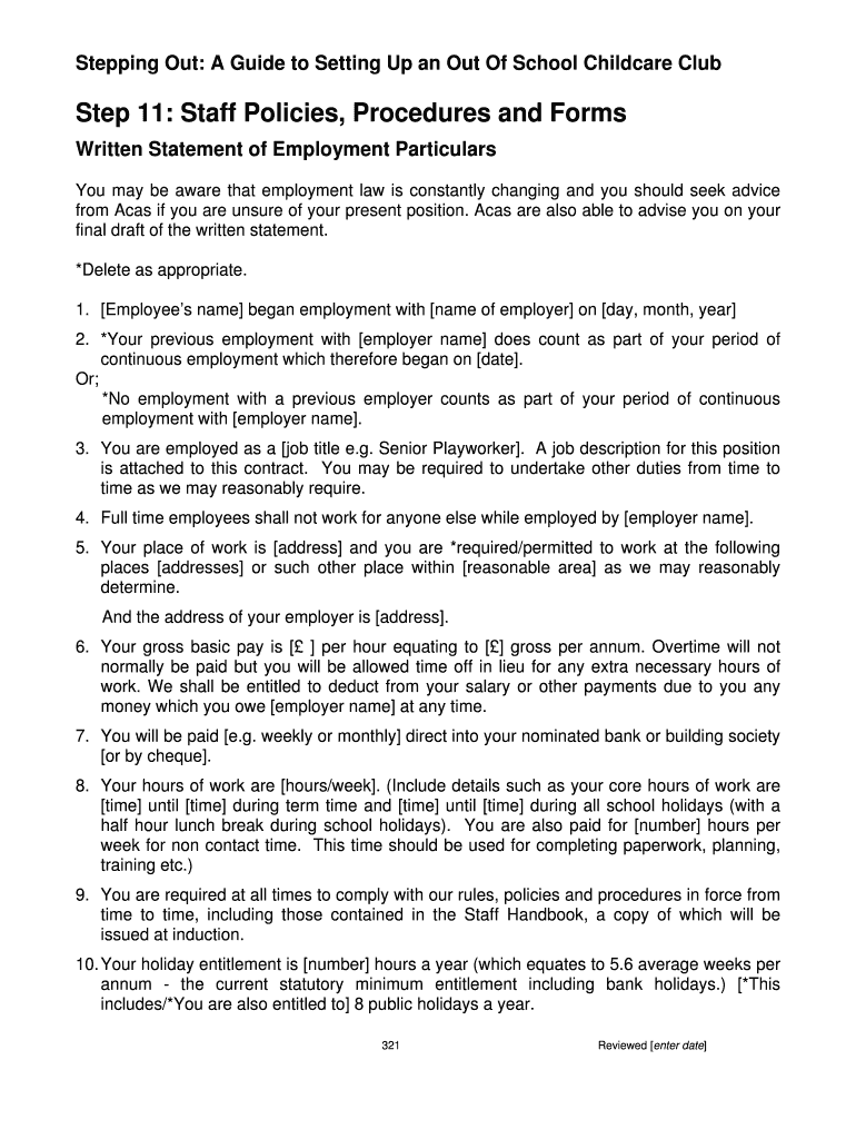 Fillable Online Clybiauplantcymru Written Statement Of Employment