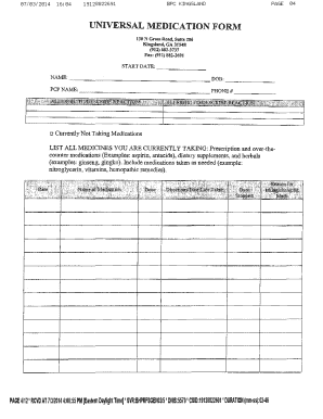 Fillable Online UNIVERSAL MEDICATION FORM - Baptist Health Fax Email ...
