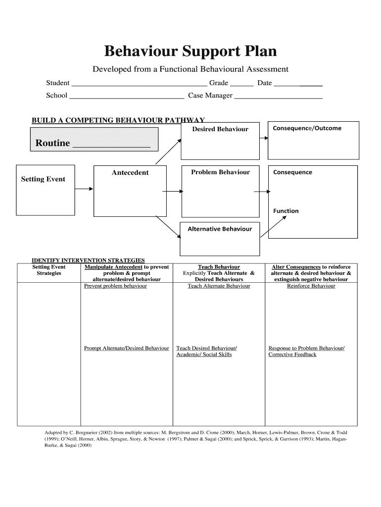 Behavior Support Plan Template Fill Online Printable Fillable 