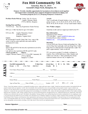 Fillable Online FHC 5k registration-2 Fax Email Print - pdfFiller