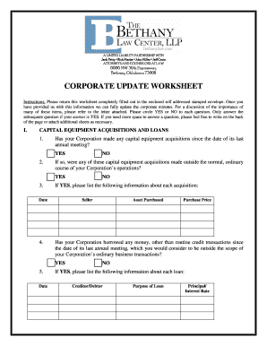 Fillable Online A link to the Corporate Update Worksheet Fax Email ...