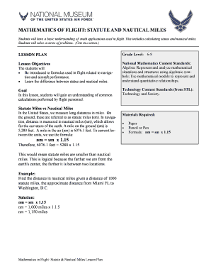 Fillable Online MATHEMATICS OF FLIGHT: STATUTE AND NAUTICAL MILES Fax ...