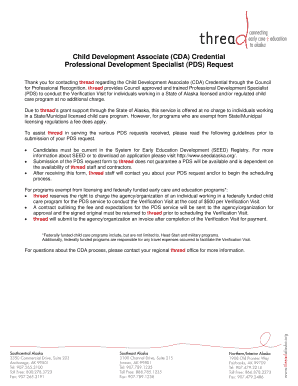 Fillable Online threadalaska Child Development Associate CDA Credential ...