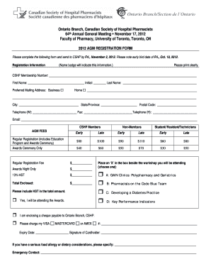 Fillable Online 2012 AGM Registration Form - Final Fax Email Print ...
