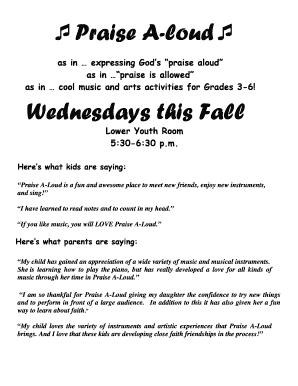 Fillable Online Praise Aloud Fax Email Print - pdfFiller