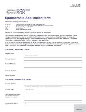 Fillable Online Sponsorship Application form - Kangaroo Island Council Fax Email Print - pdfFiller