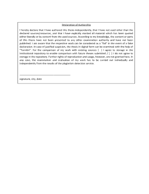 Fillable Online Declaration of Authorship Fax Email Print - pdfFiller