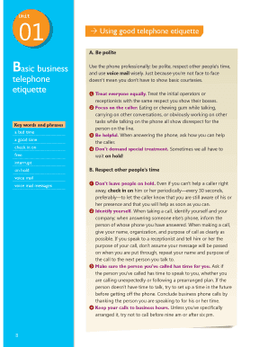 Fillable Online 01 Using good telephone etiquette - bicosmosbbcombbtwb ...