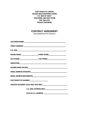 Fillable Online CONTRACT AGREEMENT - Post Box Etc - Post Boxes Etc. Fax ...
