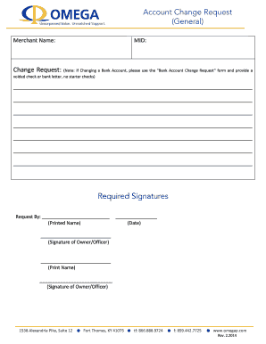 Fillable Online Account Change Request (General) Required Signatures ...