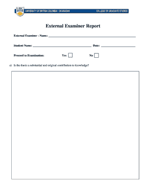 Fillable Online gradstudies ok ubc External Examiner Report ...