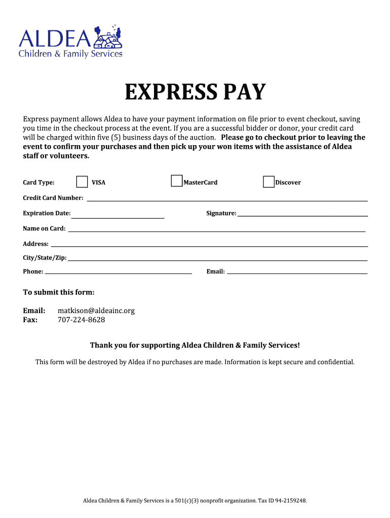 Fillable Online aldeainc Express pay - Aldea Children & Family Services ...