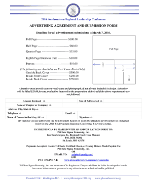 Fillable Online pbssouthwestern ADVERTISING AGREEMENT AND SUBMISSION ...