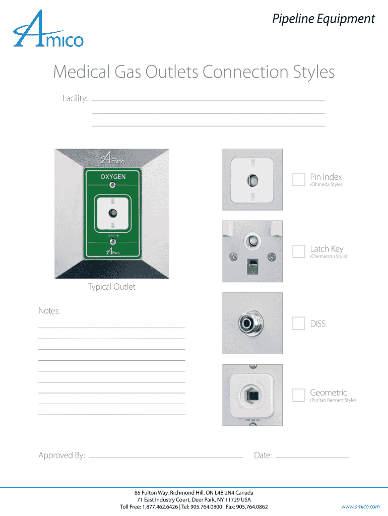 Fillable Online Medical Gas Outlets Connection Styles - Amico Fax Email ...