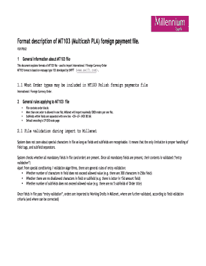 Fillable Online Format description of MT103 (Multicash PLA) foreign ...