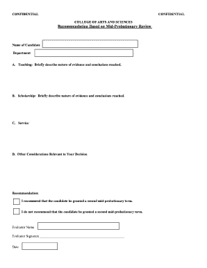 Fillable Online artsci unm Recommendation Based on Mid-Probationary ...