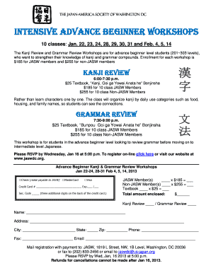 Fillable Online Intensive Advance Beginner Workshops - National ...