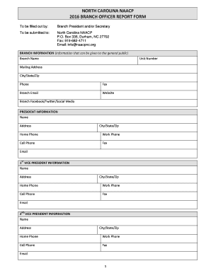 Fillable Online 2016 bNCb NAACP Officer bReport Formb - Cloudfrontnet ...