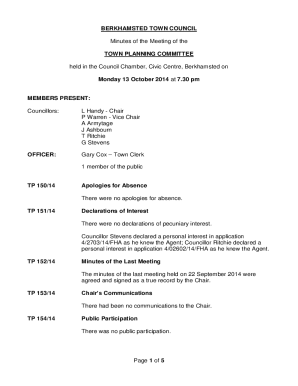 Fillable Online TOWN PLANNING COMMITTEE 730 pm MEMBERS PRESENT Fax ...