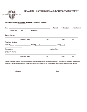 Fillable Online FINANCIAL RESPONSIBILITY AND CONTRACT AGREEMENT Fax ...