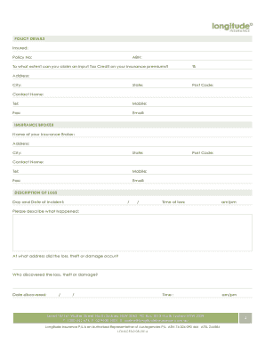 Fillable Online BCLAIM FORMb STRATA - Longitude bInsuranceb Fax Email ...