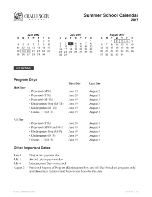 Fillable Online Summer School Calendar Fax Email Print - pdfFiller