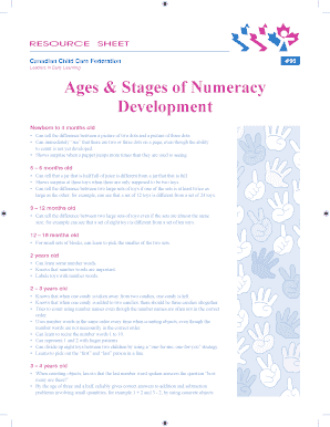 Fillable Online Ages & Stages of Numeracy Fax Email Print - pdfFiller
