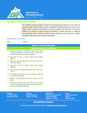 Fillable Online advocacyandcommunication Facilitation Planning ...