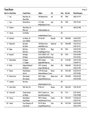 Fillable Online Team Roster 30-Aug-10 - Greater Tulsa Officials ...