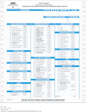 Fillable Online dmcul Supply order return the top 3 copies to dmc university laboratories Fax ...
