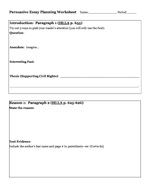 Fillable Online tbms wpusd k12 ca Persuasive Essay Planning Worksheet ...