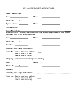 Fillable Online GUARDIANSHIP CLIENT INFORMATION FORM Fax Email Print ...