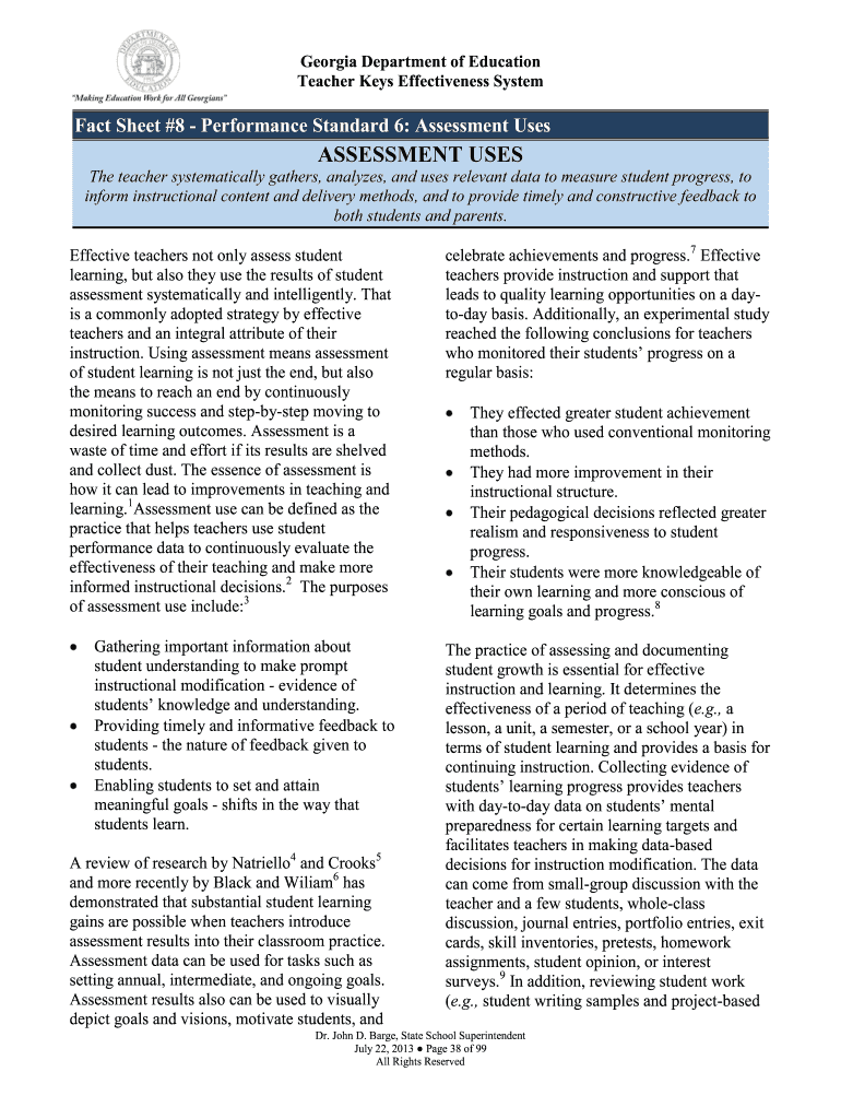 Fillable Online Georgia Department of Education Teacher Keys ...