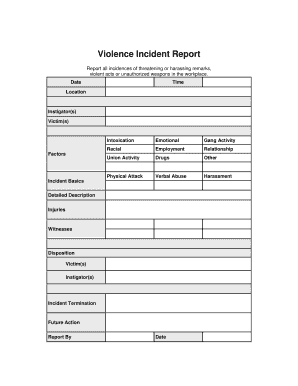 Fillable Online Violence Incident Report Form - tamworkerscompcom Fax ...