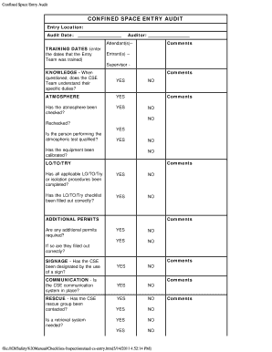 Fillable Online Confined Space Entry Audit Fax Email Print - pdfFiller