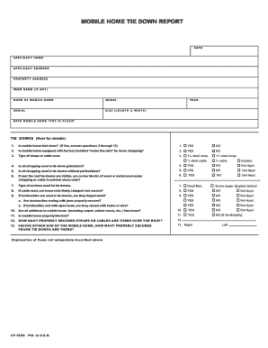 Fillable Online MOBILE HOME TIE DOWN REPORT - bTowerb bServicesb Fax ...