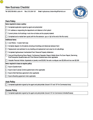 Fillable Online New Business Submission Checklist - Tower Services Inc ...