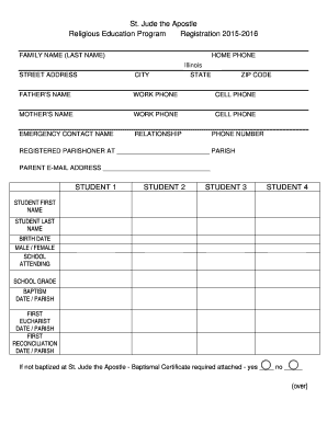 Fillable Online stjudetheapostle Medical Form - St. Jude the Apostle ...