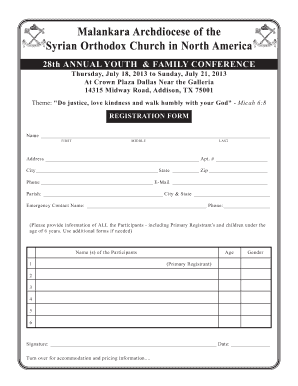Fillable Online 2013 Family Conf Regist form Fax Email Print - pdfFiller